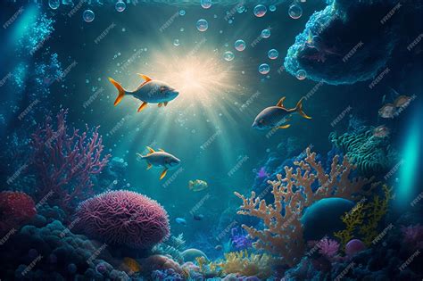 Premium Photo Under Water Ocean Background Landscape Generative Ai