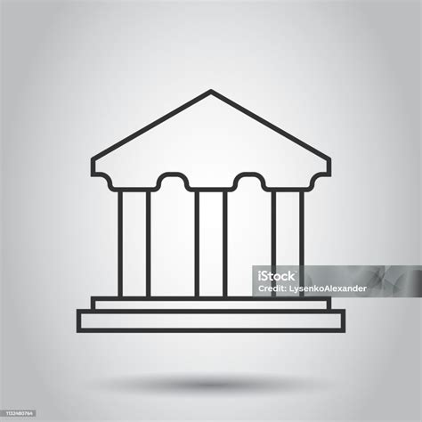 플랫 스타일에서 은행 건물 아이콘입니다 흰색 바탕에 정부 건축 벡터 일러스트 박물관 외부 비즈니스 개념입니다 0명에 대한 스톡 벡터 아트 및 기타 이미지 Istock