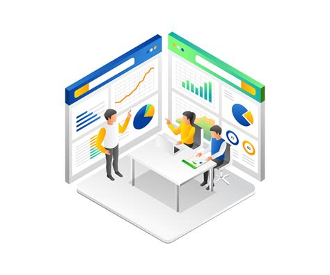 Flat Isometric Illustration Concept Of Team Analyzing Business Data 15593104 Vector Art At Vecteezy