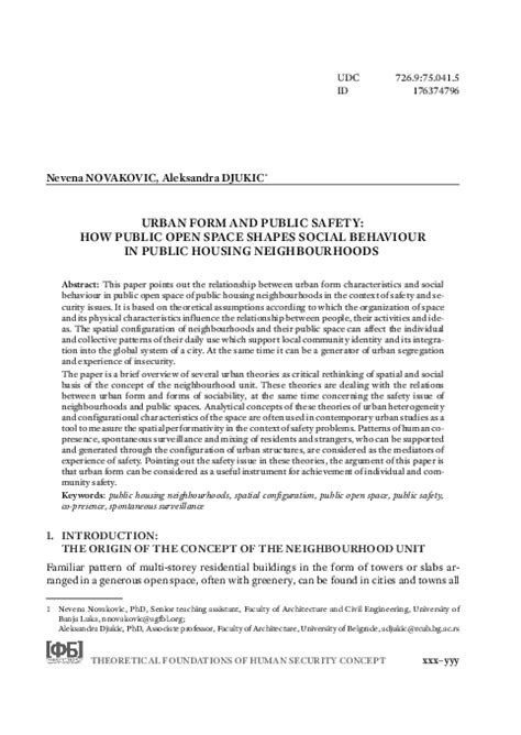 Pdf Urban Form And Public Safety How Public Open Space Shapes Social Behaviour In Public