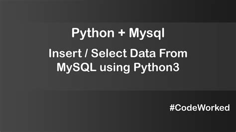 Mysql Python Mysql Python Learnpython Youtube