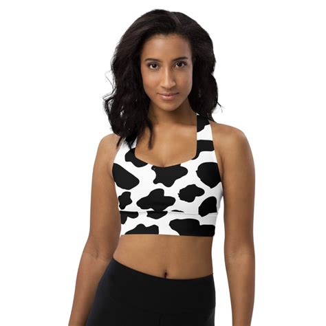 Cow Print Longline Sports Bra Etsy