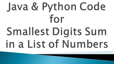 smallest digit sum minimum digit sum logic building problem placement question java code python