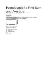 Pseudocode To Find Sum And Average1 Docx Pseudocode To Find Sum And Average 1 Min Read 1 Year