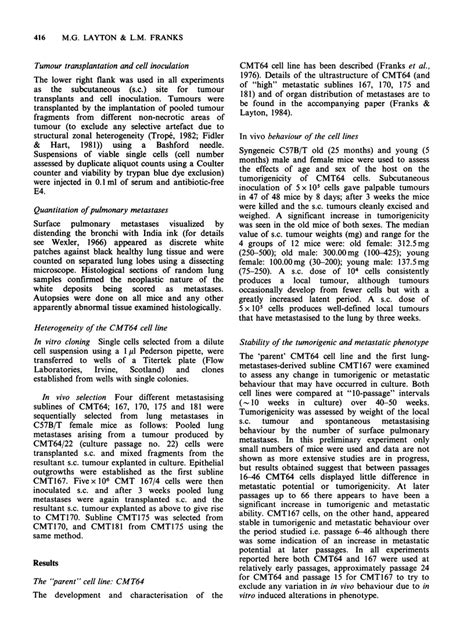 Heterogeneity In A Spontaneous Mouse Lung Carcinoma Selection And