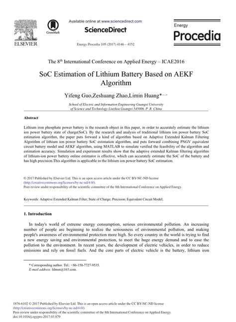 pdf soc estimation of lithium battery based on aekf algorithm