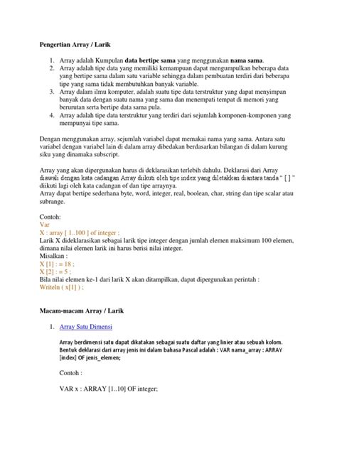 Contoh Program Array Dalam Pascal Bloomlasopa