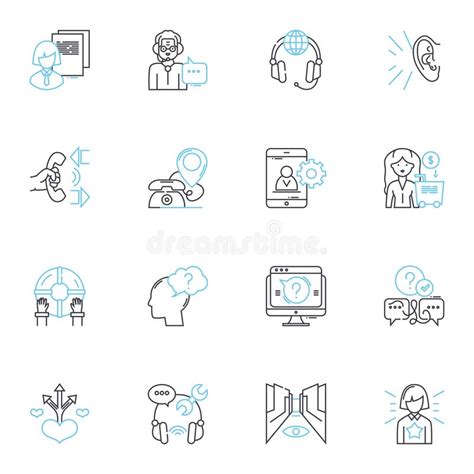 Assistance Program Linear Icons Set Support Aid Help Outreach