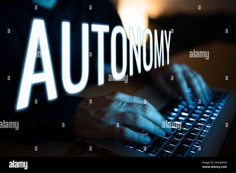 Sign Displaying Autonomy Word Written On Vehicle That Can Guide Itself Without Human Conduction