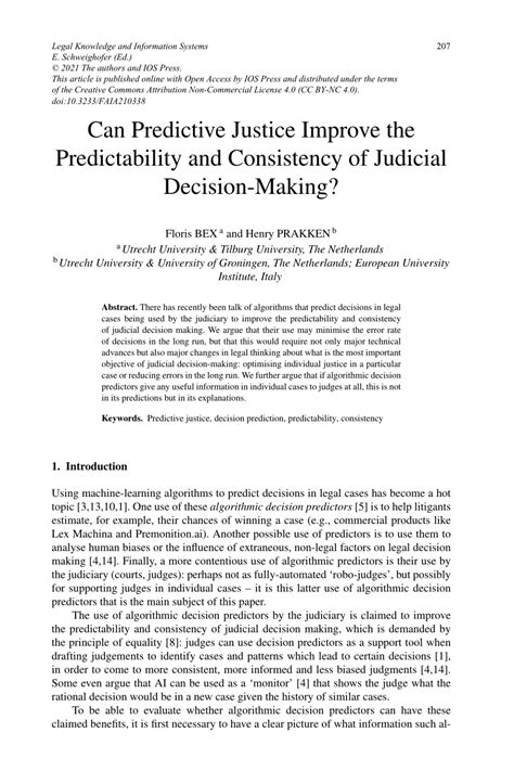 Pdf Can Predictive Justice Improve The Predictability And Consistency Of Judicial Decision Making