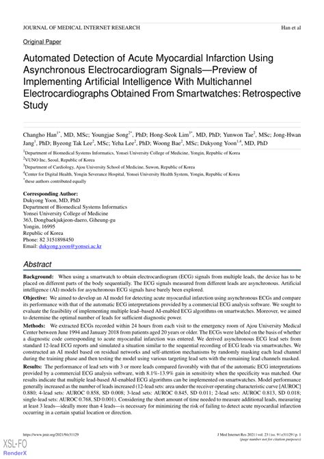 Pdf Automated Detection Of Acute Myocardial Infarction Using Asynchronous Electrocardiogram