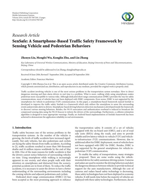 Pdf Sensafe A Smartphone Based Traffic Safety Framework By Sensing Vehicle And Pedestrian