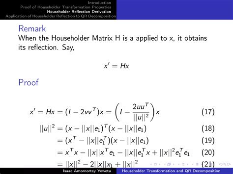 Householder Transformation Householder Reflection With Qr