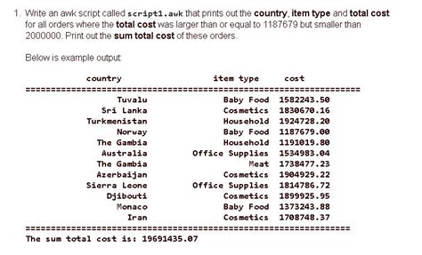 1 Write An Awk Script Called Script1awk That Prints