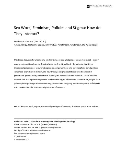 Pdf Sex Work Feminism Policies And Stigma How Do They Interact
