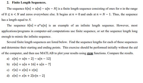Solved 2 Finite Length Sequences The Sequence H N U N