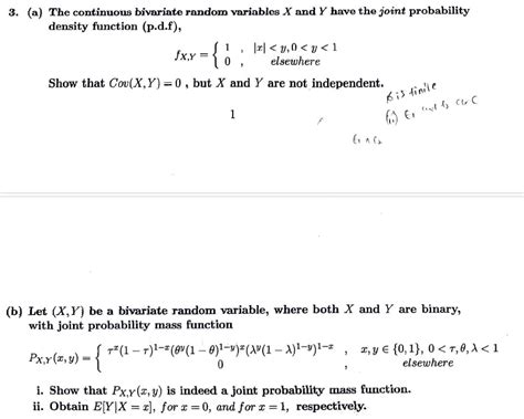 a ﻿the continuous bivariate random variables x ﻿and