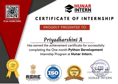 priya dharshini on linkedin internshipcompletion python hunarintern