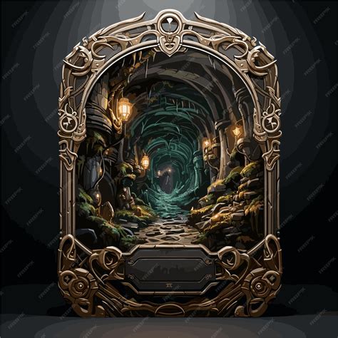 Пещера с лестницей вход в темный туннель с подсветкой игровая фоновая