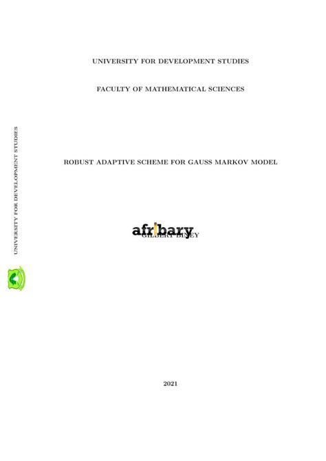 Robust Adaptive Scheme For Gauss Markov Model Afribary