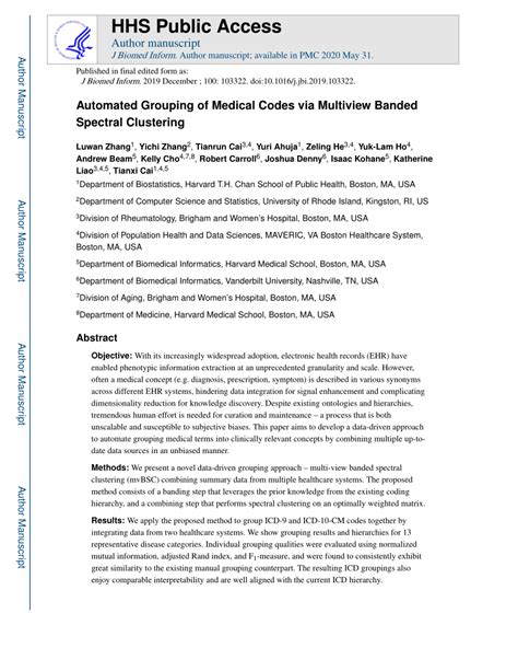 pdf automated grouping of medical codes via multiview banded spectral