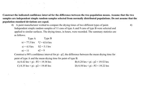 Answered Construct The Indicated Confidence Interval For The Difference Between The Two
