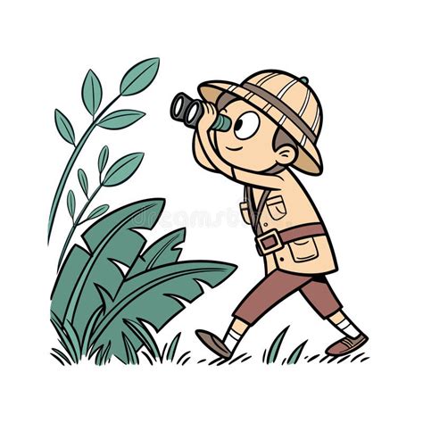 Happy Cartoon Explorer Character Delighting Stock Illustrations 4 Happy Cartoon Explorer