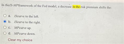 Solved In The Is Mp ﻿framework Of The Fed Model A Decrease