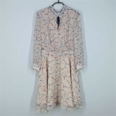 이엔씨 넥끈 소매시스루 쉬폰원피스 피치베이지85 H 헬로마켓