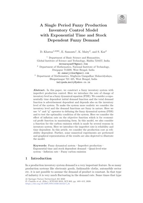 Pdf A Single Period Fuzzy Production Inventory Control Model With Exponential Time And Stock