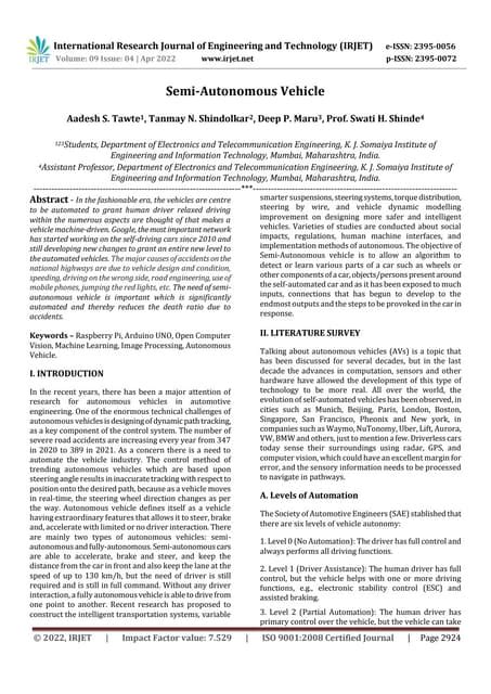 Designing Autonomous Car Using Opencv And Machine Learning Pdf Driverless Cars Auto Type