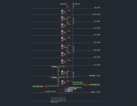 Fire Fighting Riser Diagram Autocad Dwg Drawing