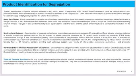 Segregation Of It And Ot Networks Across Organization Pdf