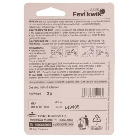 Pidilite Fevikwik 3 Gm Officedel