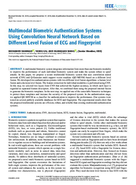 Pdf Multimodal Biometric Authentication Systems Using Convolution Neural Network Based On