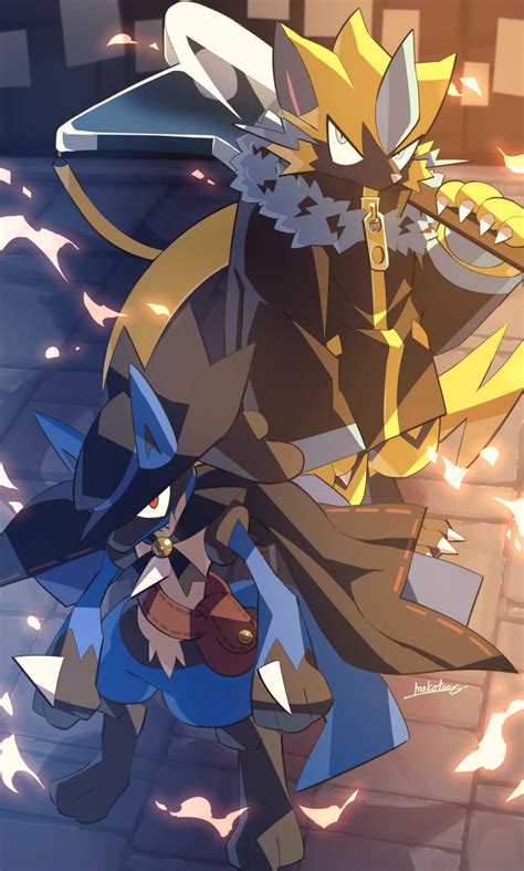 Lucario Zeraora Lucario And Zeraora Pokemon Drawn By Makoto Ikemu Danbooru
