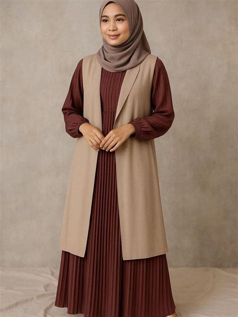 7 Gamis Rompi Panjang 2025 Yang Bikin Tampilan Makin Chic Dan Syari