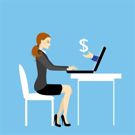 Premium Vector Businesswoman Or Office Worker Working At Computer Internet Communication