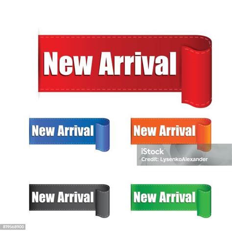 새로운 도착 스티커입니다 흰색 바탕에 레이블 벡터 일러스트 레이 션 가격표에 대한 스톡 벡터 아트 및 기타 이미지 가격표