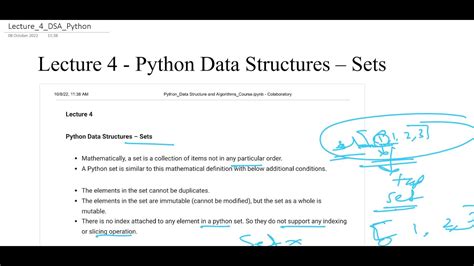 lecture 4 sets python data structures and algorithms course data
