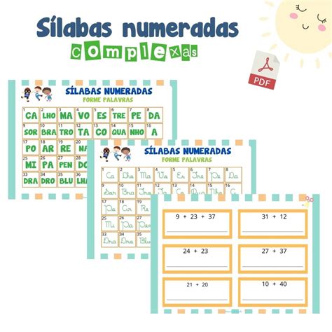 Sílabas Complexas Numeradas Para Formar Palavras Pdf Elo7