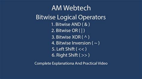 Bitwise Operators In C What Is Bitwise Operators C Language Tutorials Lec 15 Am Webtech