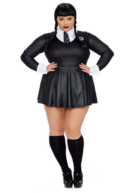 Plus Size Gothic Academy School Girl Costume For Women Sexy Plus Size