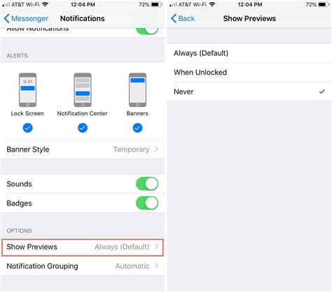 Hide Facebook Messenger Notification Previews From The Lock Screen For