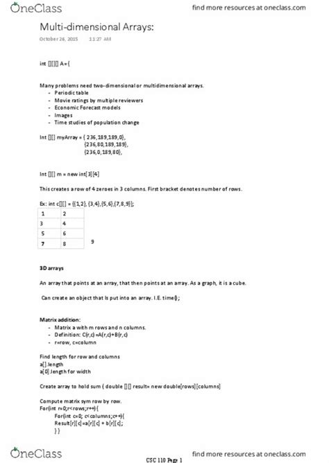 class notes for csc 110 at university of victoria uvic