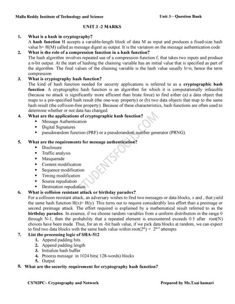 Unit 3 Cns Qb Do It Malla Reddy Institute Of Technology And Science Unit 3 Question Bank