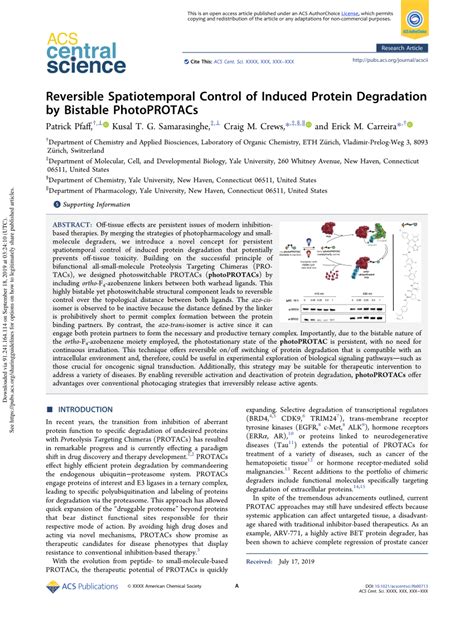 Pdf Reversible Spatiotemporal Control Of Induced Protein Degradation