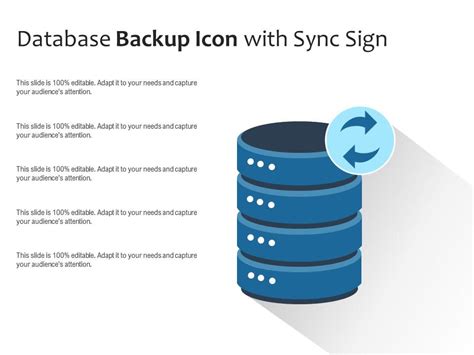 Database Backup Icon With Sync Sign Presentation Graphics Presentation Powerpoint Example