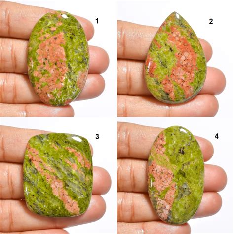 Natural Unakite Jasper Cabochon Green Unakite Stone Smooth Polished
