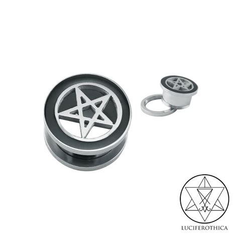 Stainless Steel Pentagram Plugs Different Sizes Heavy Metal Satanic
